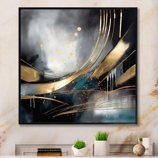 Designart "Shapes And Lines Abstract Marble Ii" Abstract Marble Framed Canvas Print - Bed Bath ...